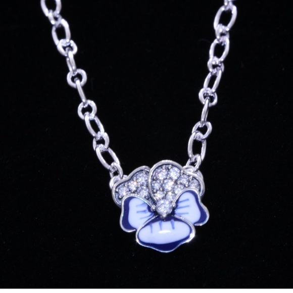 Pandora | Jewelry | New Pandora Blue Pansy Flower Necklace | Poshmark